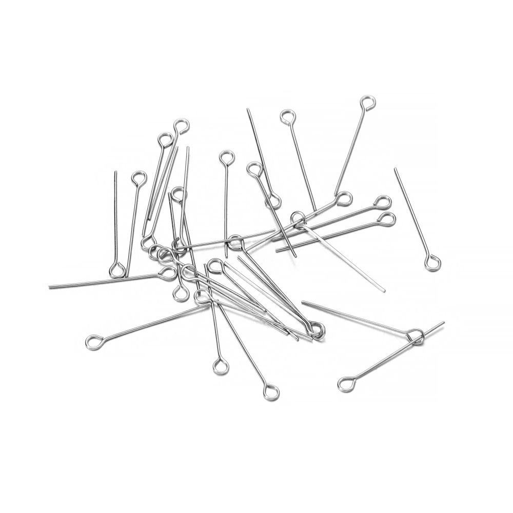 100pcs Stainless steel Eye Pins Findings Eye Head Pins For Jewelry ...