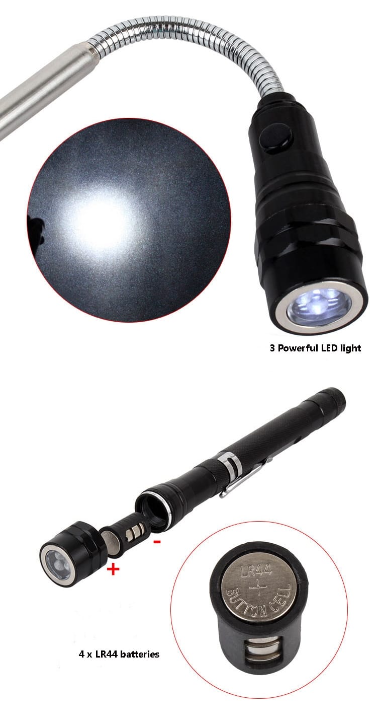 Aluminum Telescopic Magnetic Flexible Flashlight Magnetic Work Light 3 ...