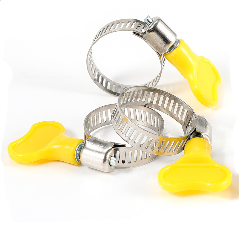 5 pcs 8-44mm Adjustable Yellow Plastic Handle Hand Twist Hose Clamps ...