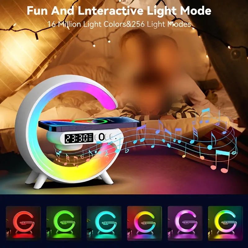G63 Smart Light Sound Speaker Machine Fast Charging Alarm Clock 7-Color ...