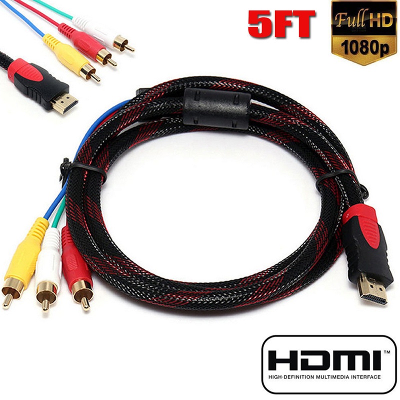 HDMI To 3-RCA Video Audio AV Component Converter Adapter Cable for HDTV ...