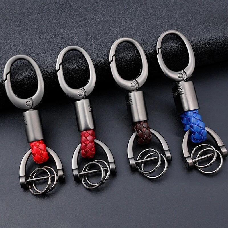 Metal Luxury Leather Lanyard Keychain Men Women Car Key Ring Holder ...