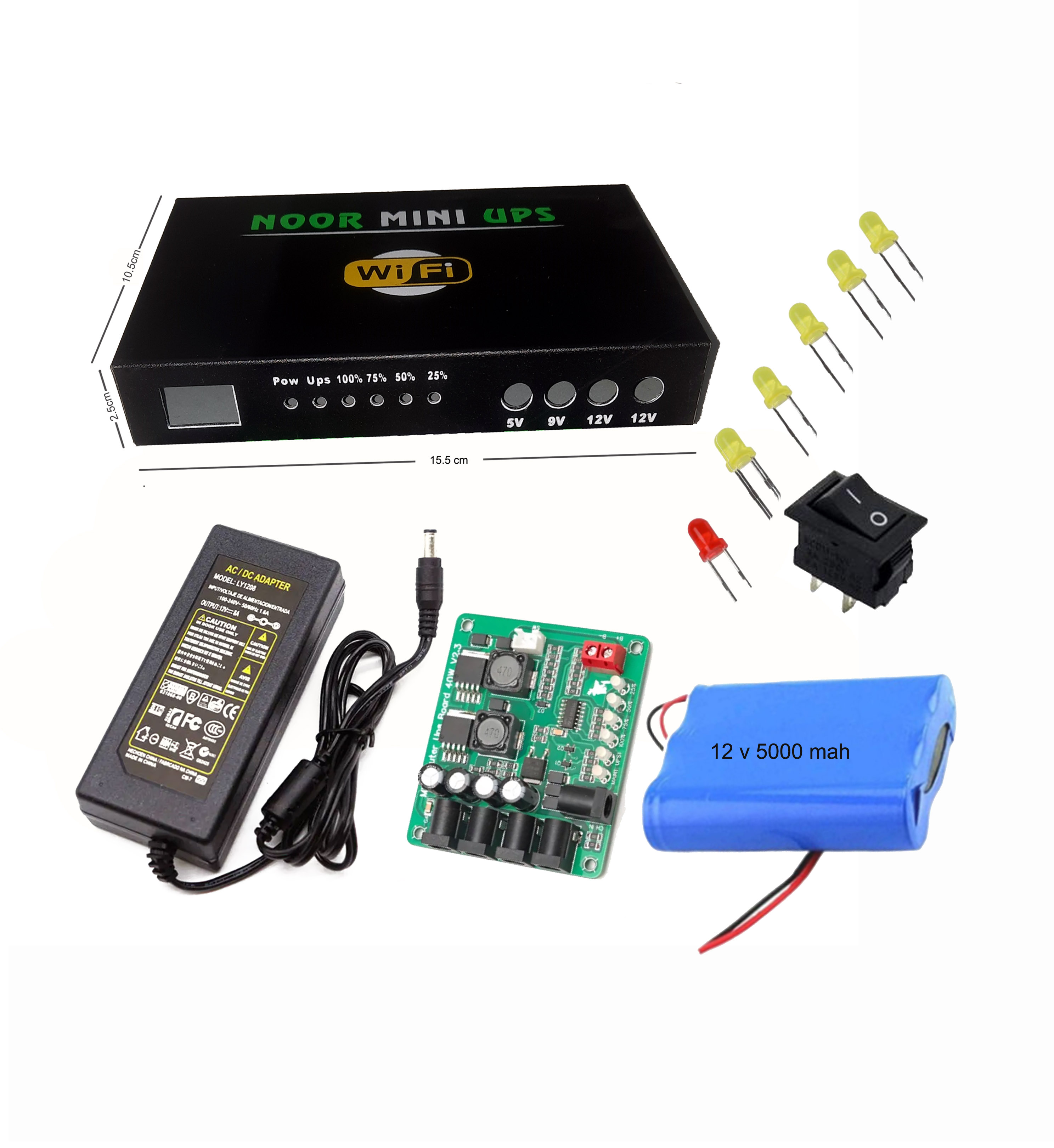 Mini Router DC UPS 40W 5V 9V 12V Battery Input 12V Battery Level ...