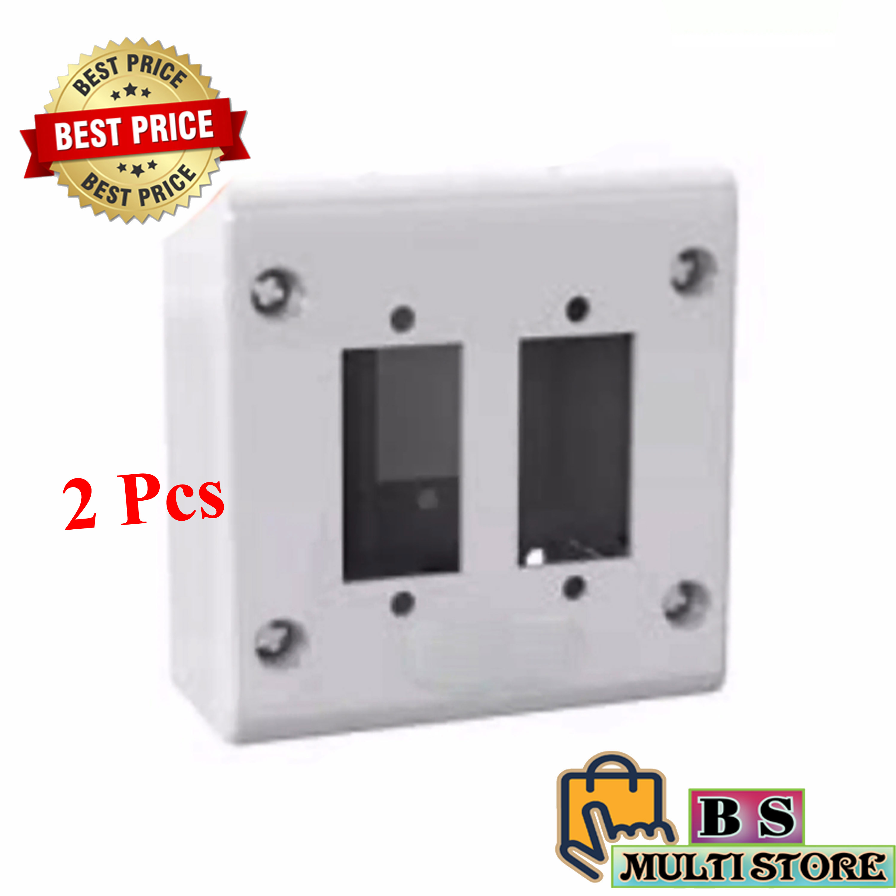 2 Hole Piano Switch Box Plastic Nylon ( Electrical Switch Board of 2 points ) White Color 2 Pcs ...