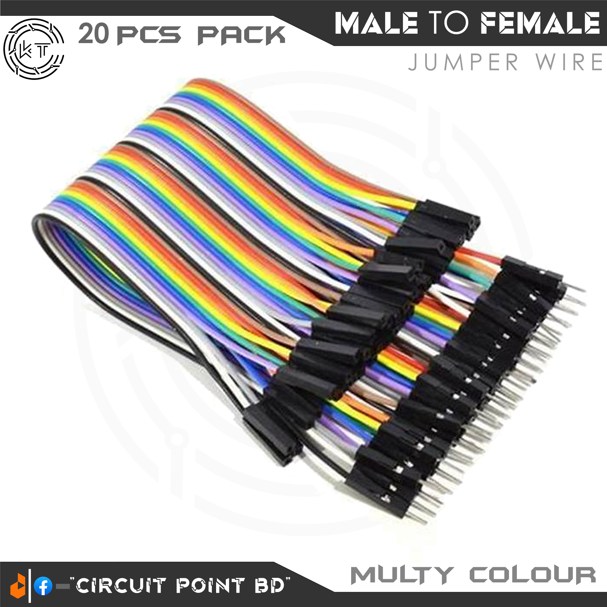 20Pcs Male to Female / Female to Male Jumper Wire Cable Multycolour ...