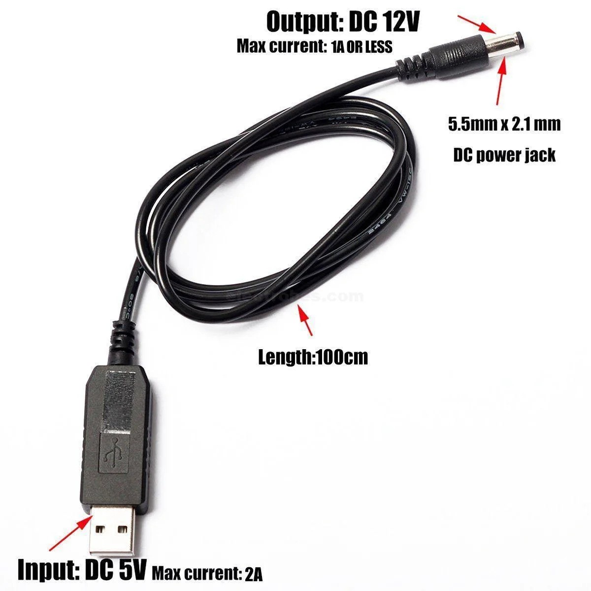 USB Power Boost cable DC 5V to DC 5V / 9V / 12V Powerbank to Router and ...