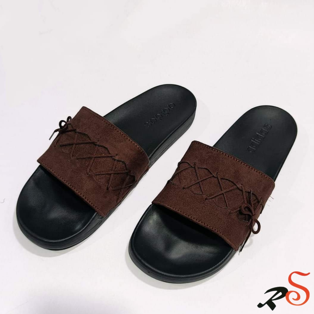 New Fashionable Black Brown And Chocolate Color Lace Slides For Man ...