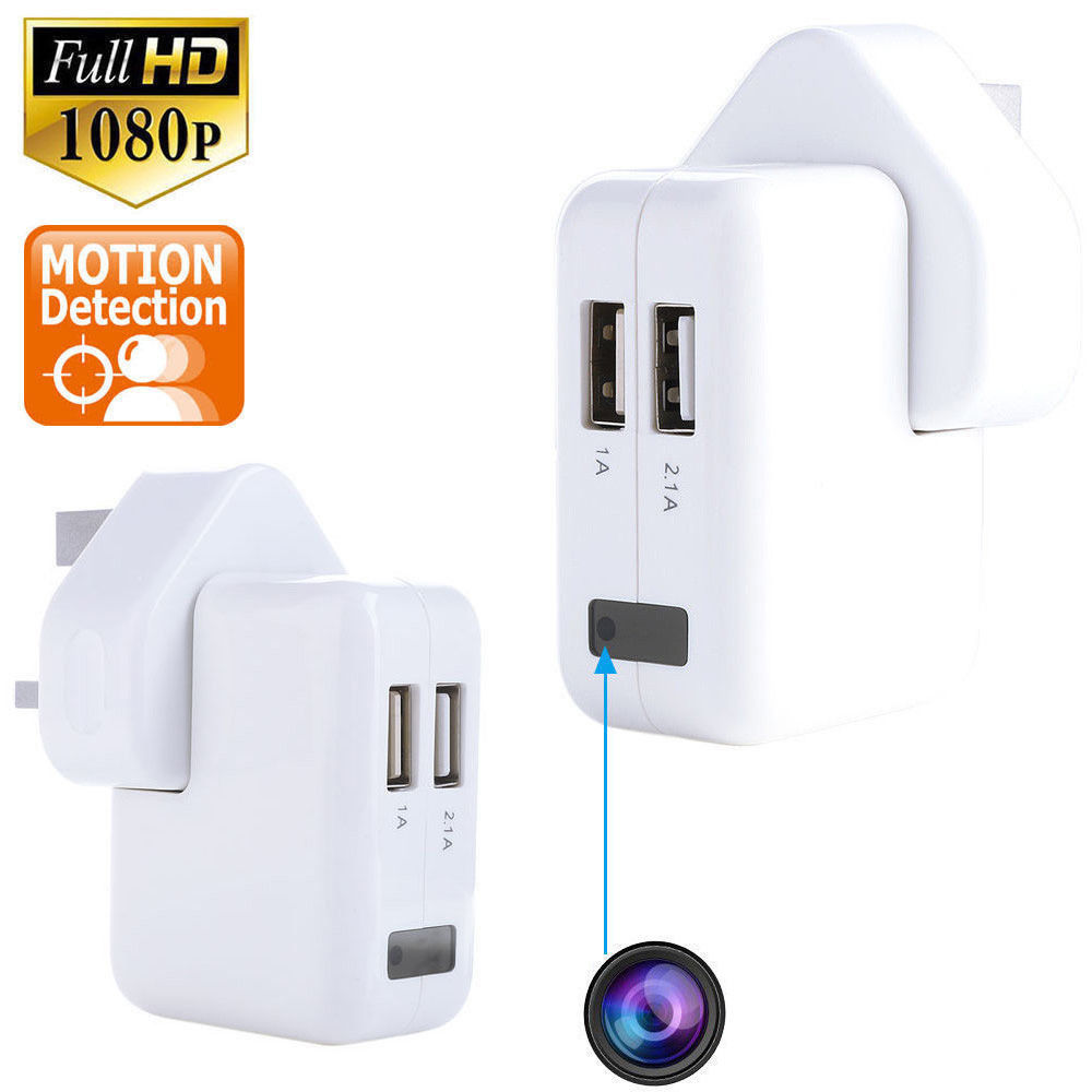 2 Port Usb Charger Plug Hd 1080p Mini Wall Charger Camera Mini Motion ...