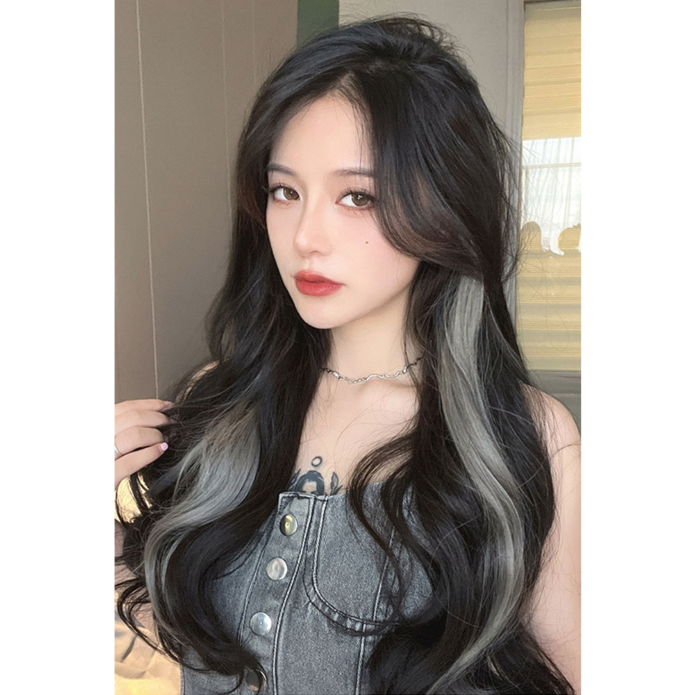 JM One Piece Colored Large Wave Long Curly Wig Ear Hanging Dye Hair ...