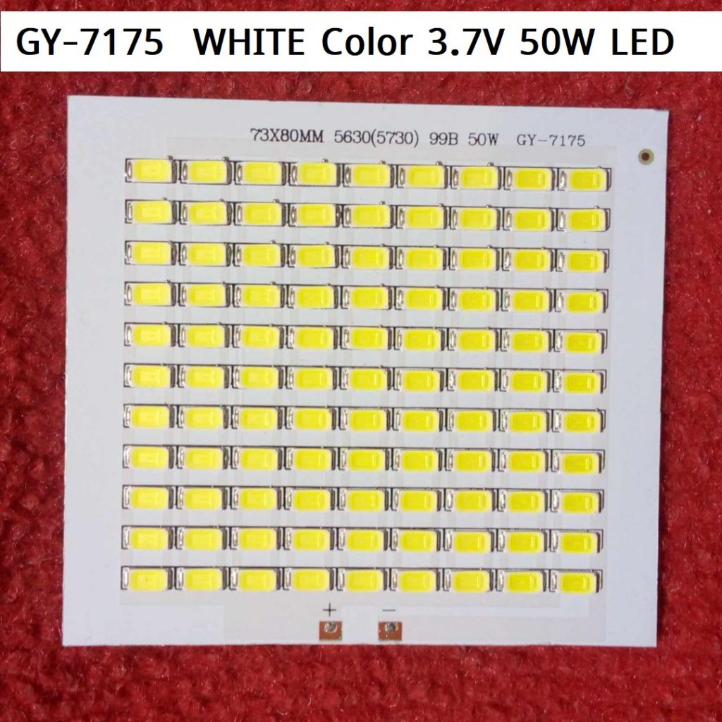 DC 3.7V 50W White Color LED Model GY-7175 Light Bulbs 80x73mm 99 Pcs SMD LED White LED Light ...