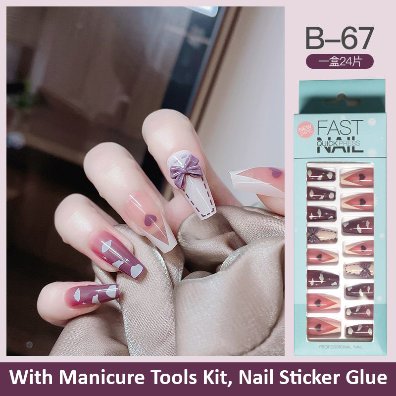 Fast Nail B Series Quick Press 24x False Nail Set With Sticker Glue ...