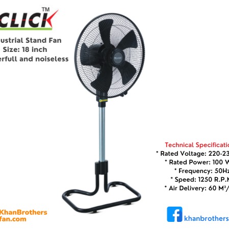Click 18 inch Industrial Stand fan, Powerful And Silent Air. Click ...