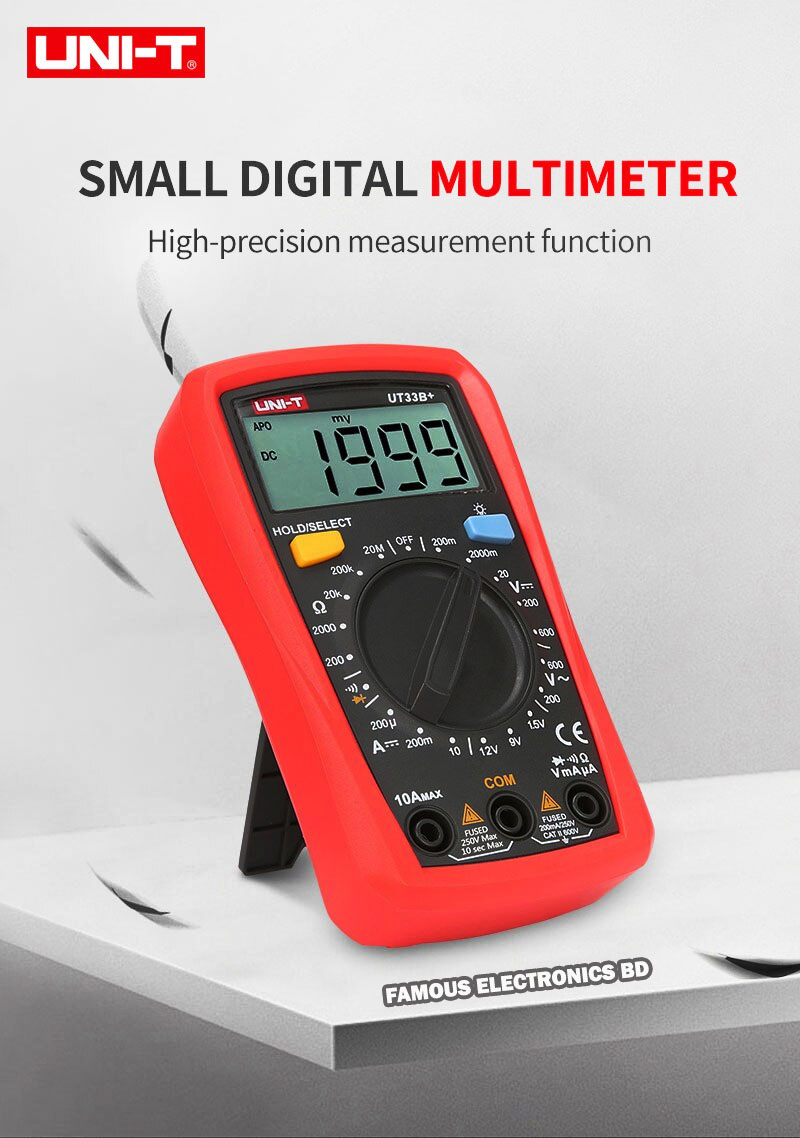 UNI-T UT33B+ Digital Multimeter AC DC Resistance Frequency Auto Range Meter