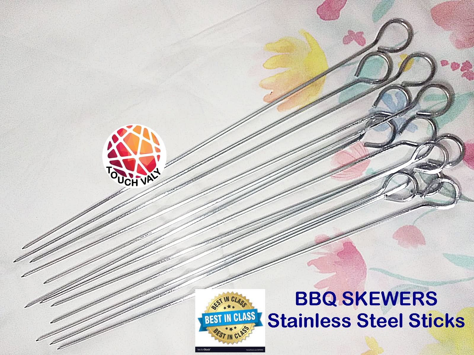Premium Quality Stainless Steel BBQ SKEWERS Shick Kabab Sticks 12 pcs ...