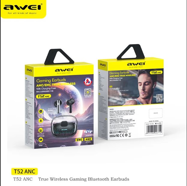 Awei T52 ANC TWS Wireless Bluetooth Earphone Gaming Headset with ANC ...