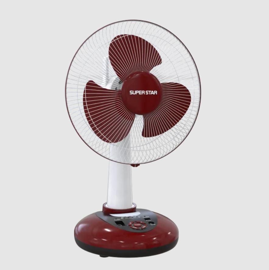 Super Star Rechargeable Table Fan Red- 12 inch | Daraz.com.bd