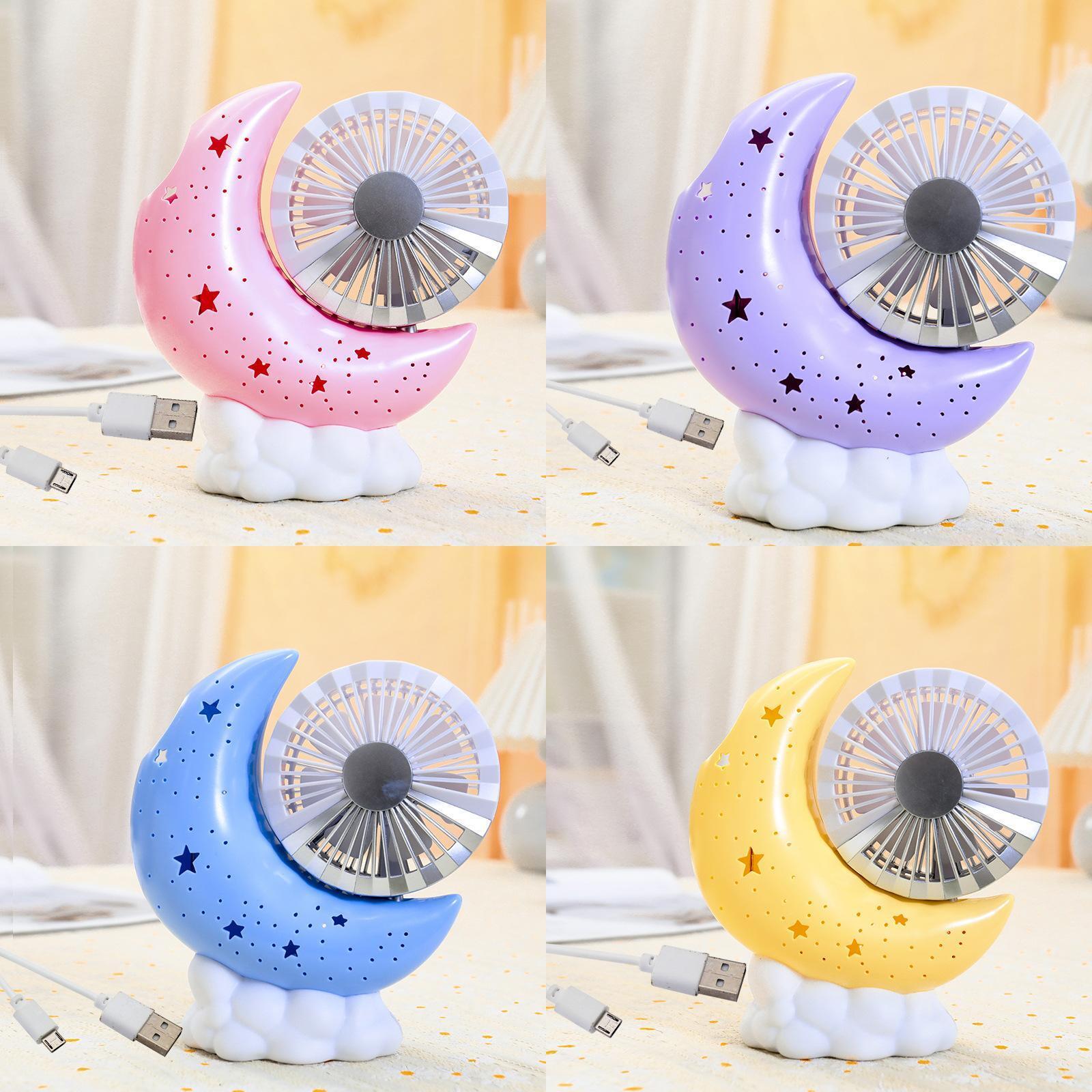 Moon Base Fan With Starry Atmosphere Light And Adjustable Angle Pen ...