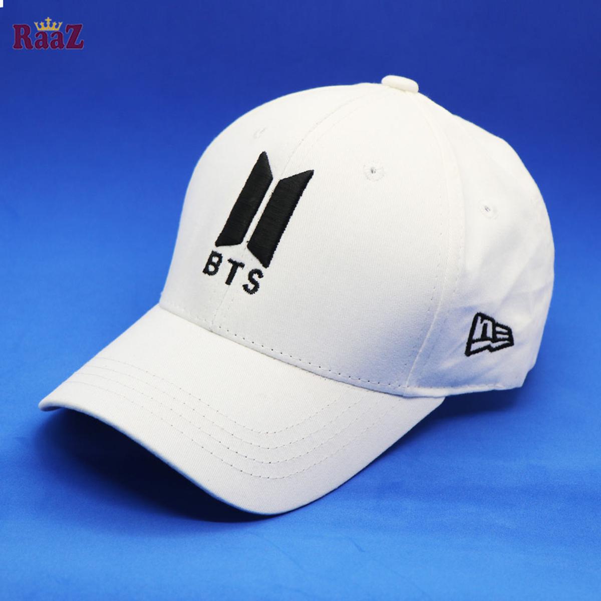BTS Embroidery Logo Curved Baseball Cap (Black And White) | Daraz.com.bd