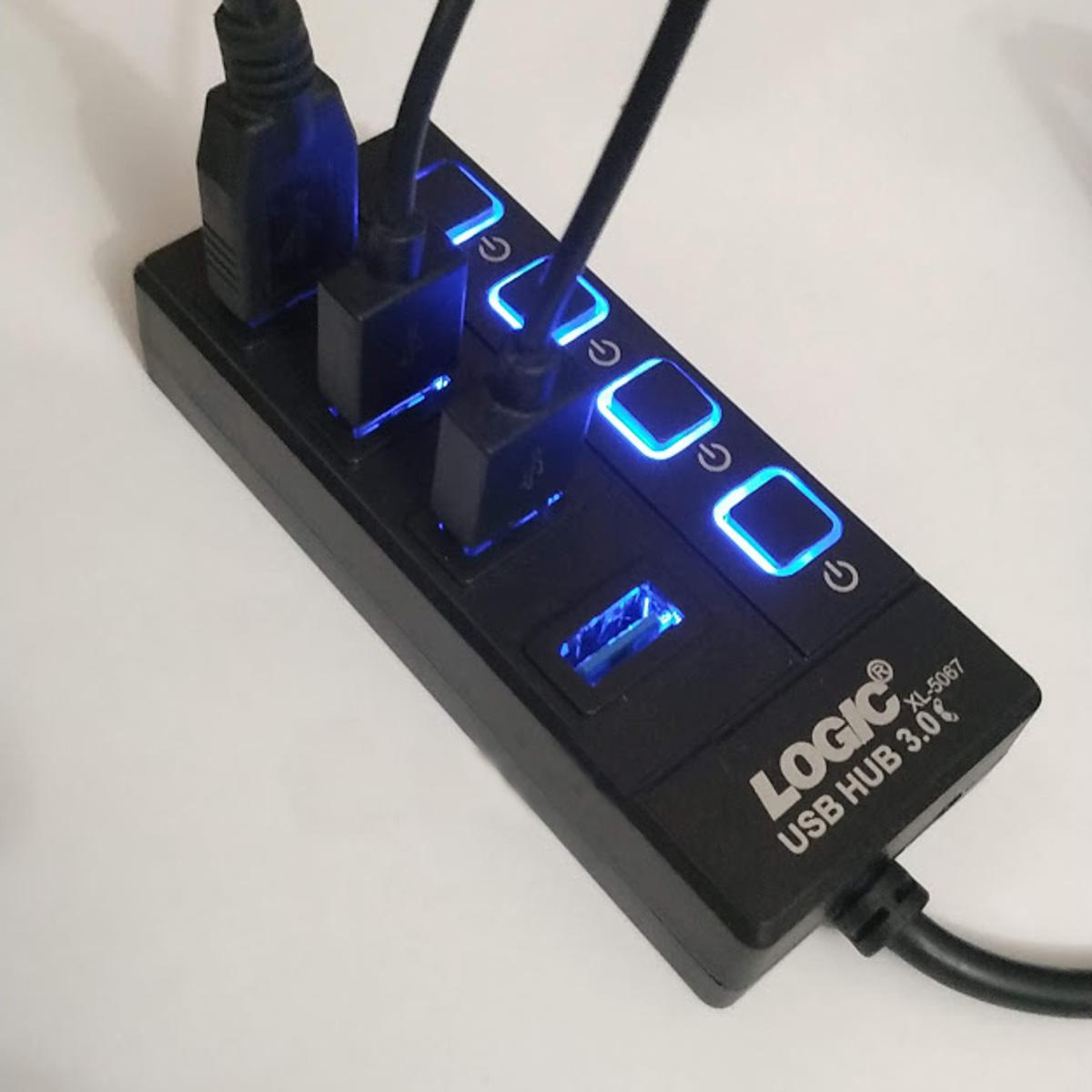 Logic 4 Ports Usb 3.0 Hub Led Usb Hub With Switch Super Speed 5Gbps ...