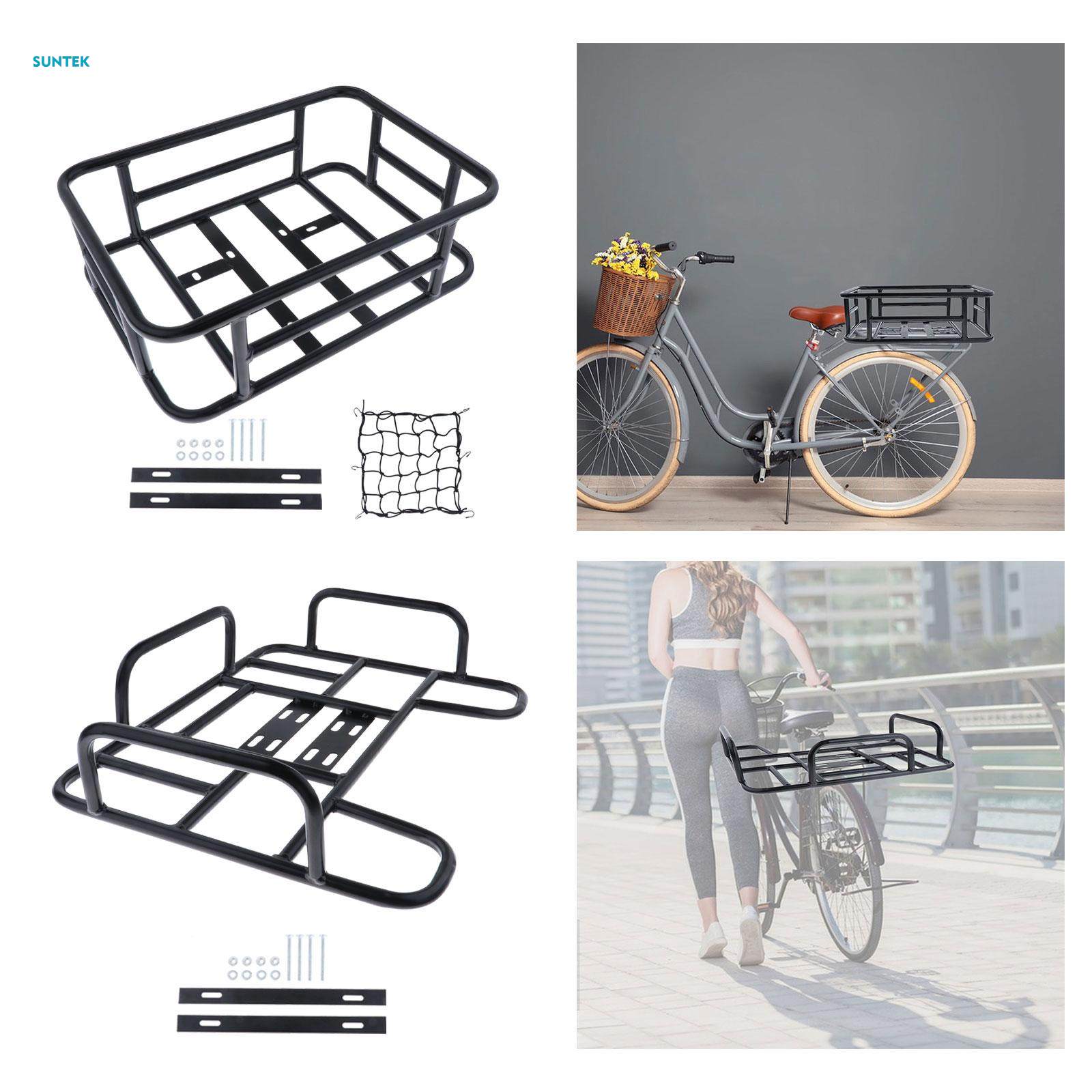 Bike Rear Basket Iron Luggage Rack Heavy Duty Rear Cargo Rack Panniers ...