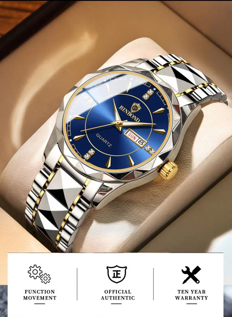 Dream Store BD - BINBOND Gold Stainless Steel Waterproof Luxury Diamond ...