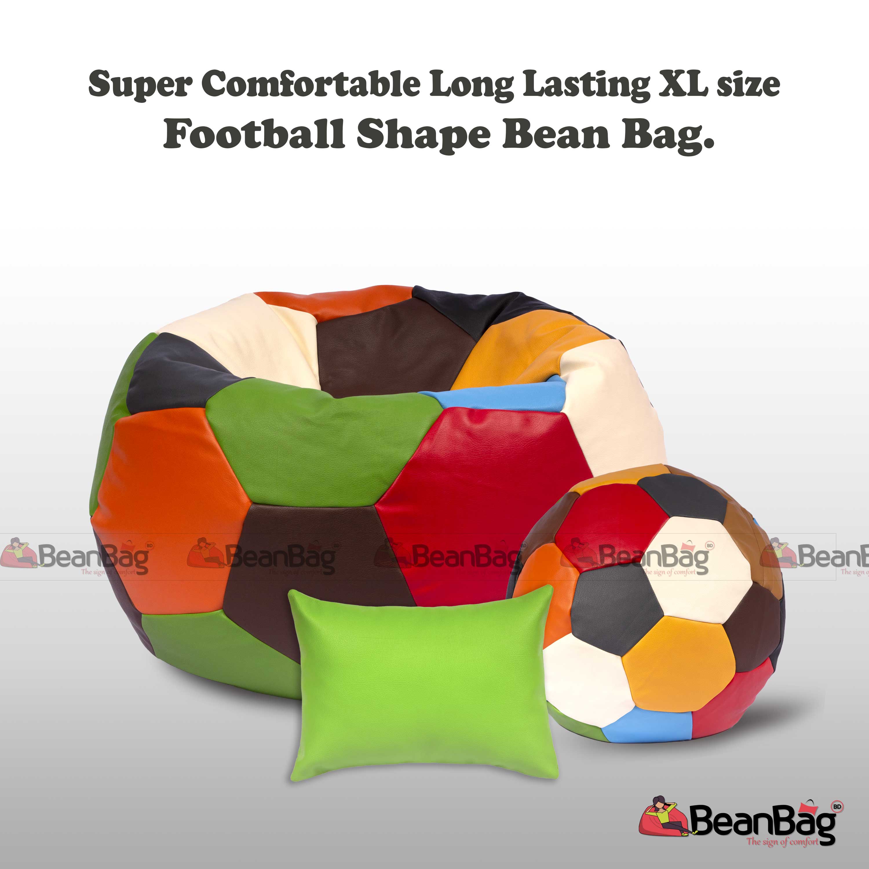 Bean Bag BD- Football Shape Bean Bag XL Size Combo Set with Ottoman ...