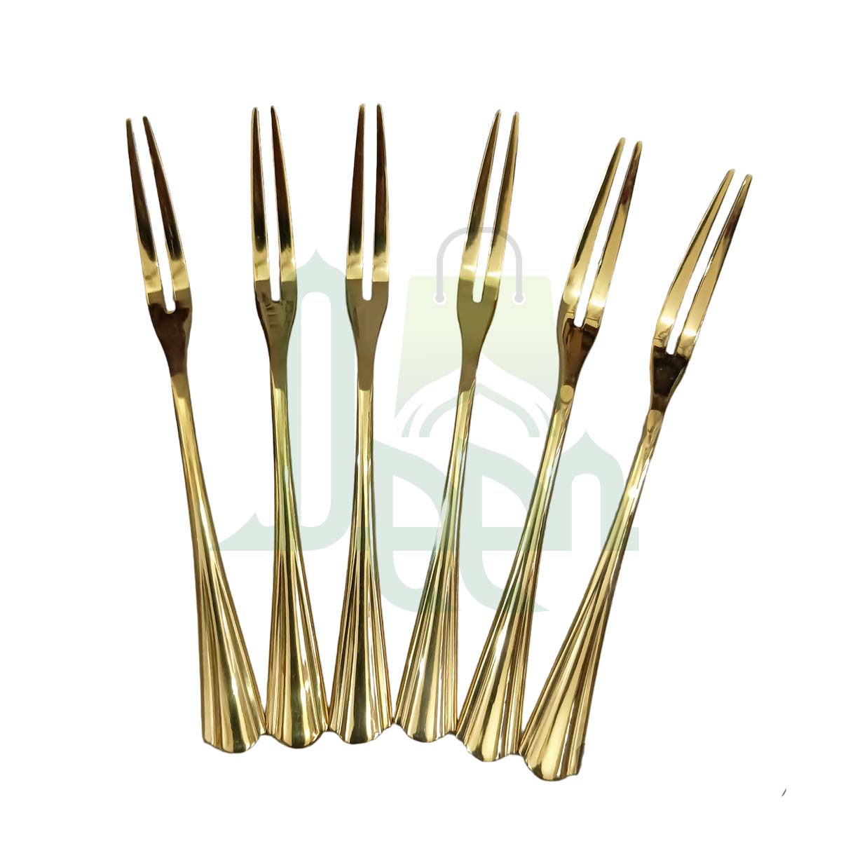 6 pcs golden colour Stainless Steel Dessert Cake Western Fork Small ...