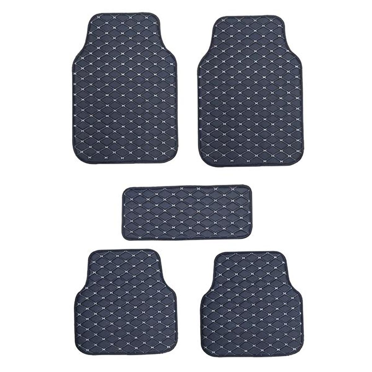 PVC Leather 2D Car Mat - Black and Beige Embroidery - Elevate Your Car ...