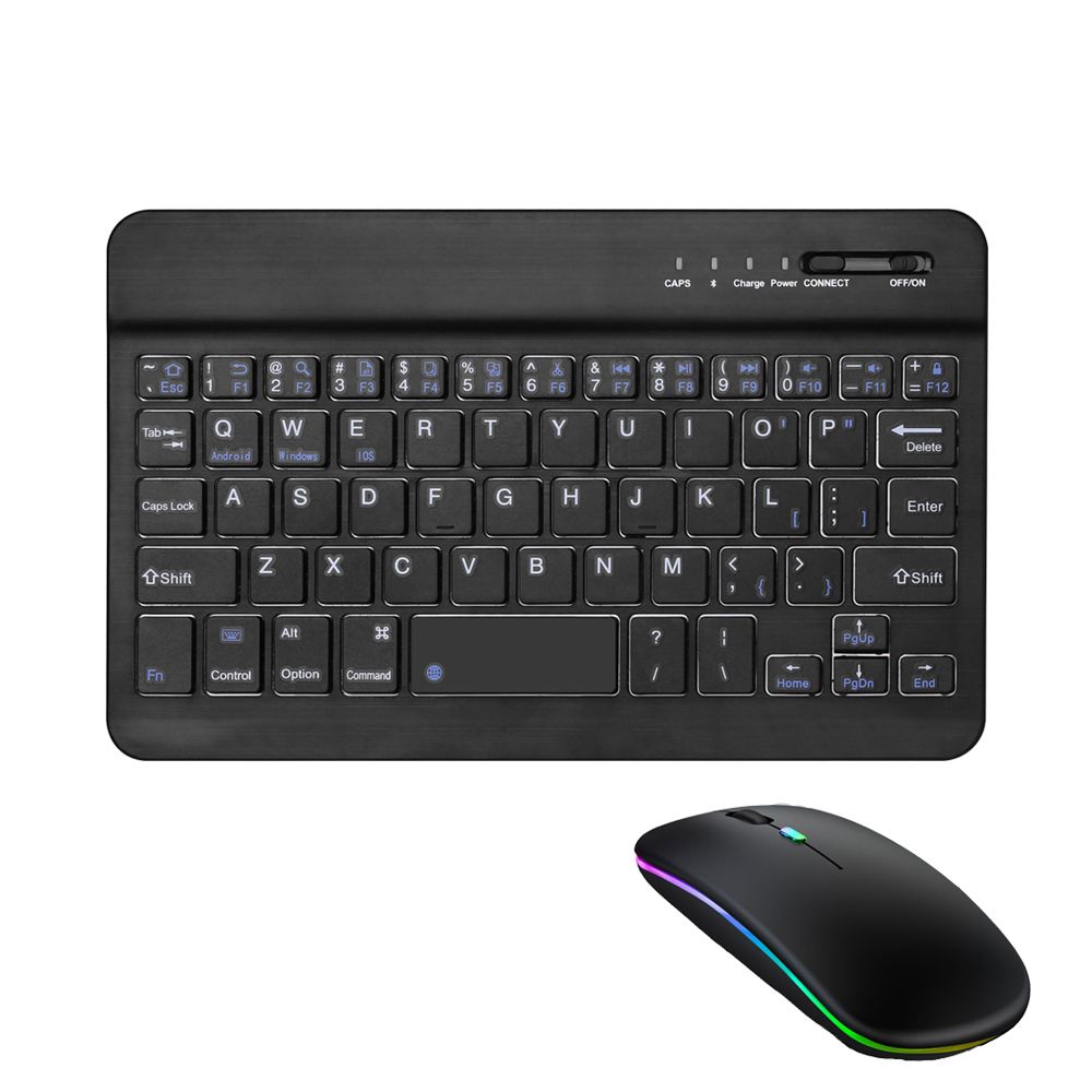 Laptop Tablet Silent LED Wireless Keyboard And Mouse RGB Backlit ...
