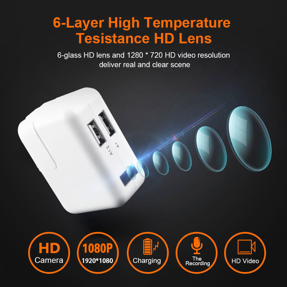2 Port Usb Charger Plug Hd 1080p Mini Wall Charger Camera Mini Motion ...