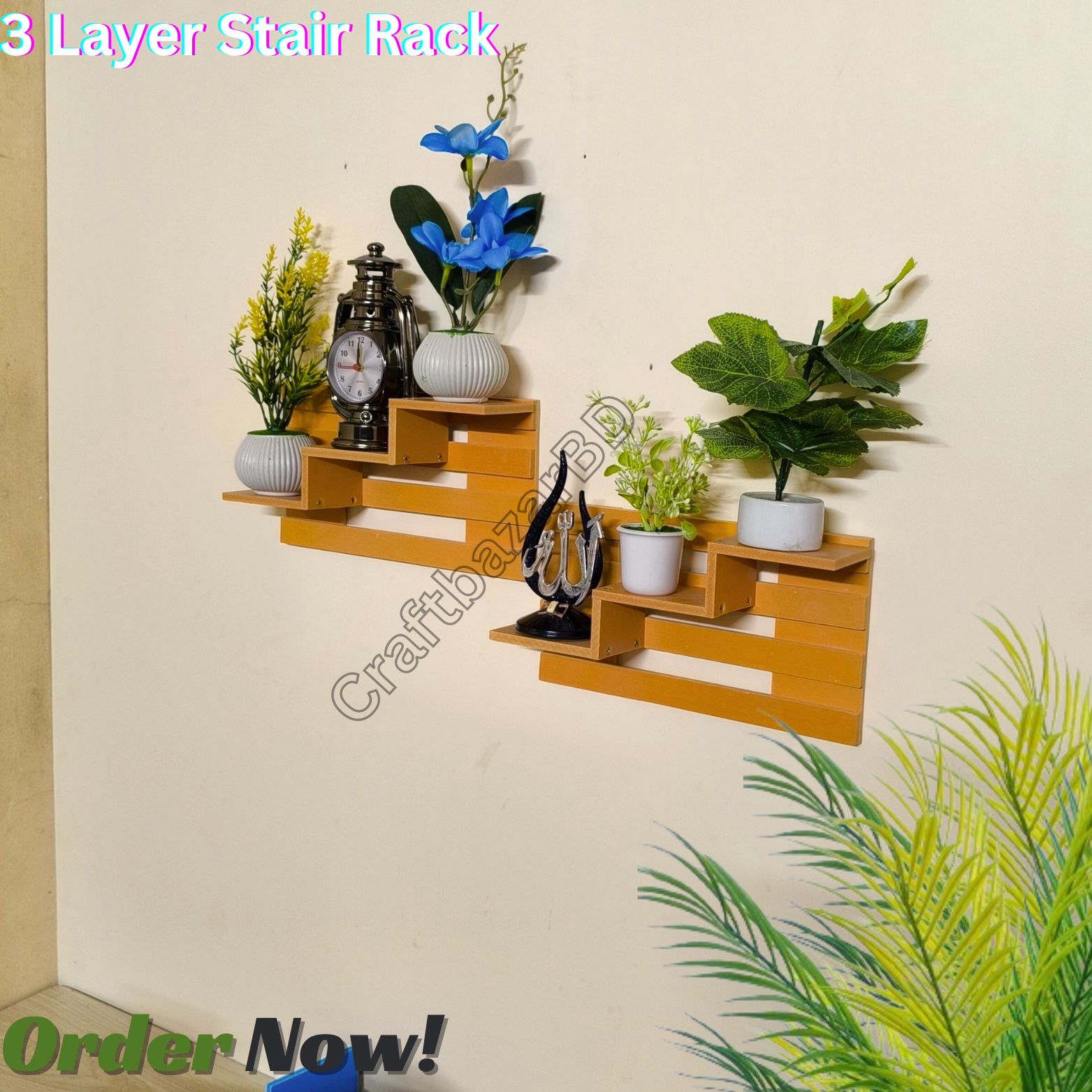 3 Layer Stair Rack Without Flower . Self adhesive Hand made craft items ...