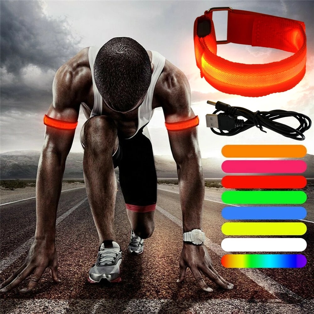 Rechargeable Running belt Armband LED Night Light Outdoor Sports USB Safety Belt Arm Leg Warning ...