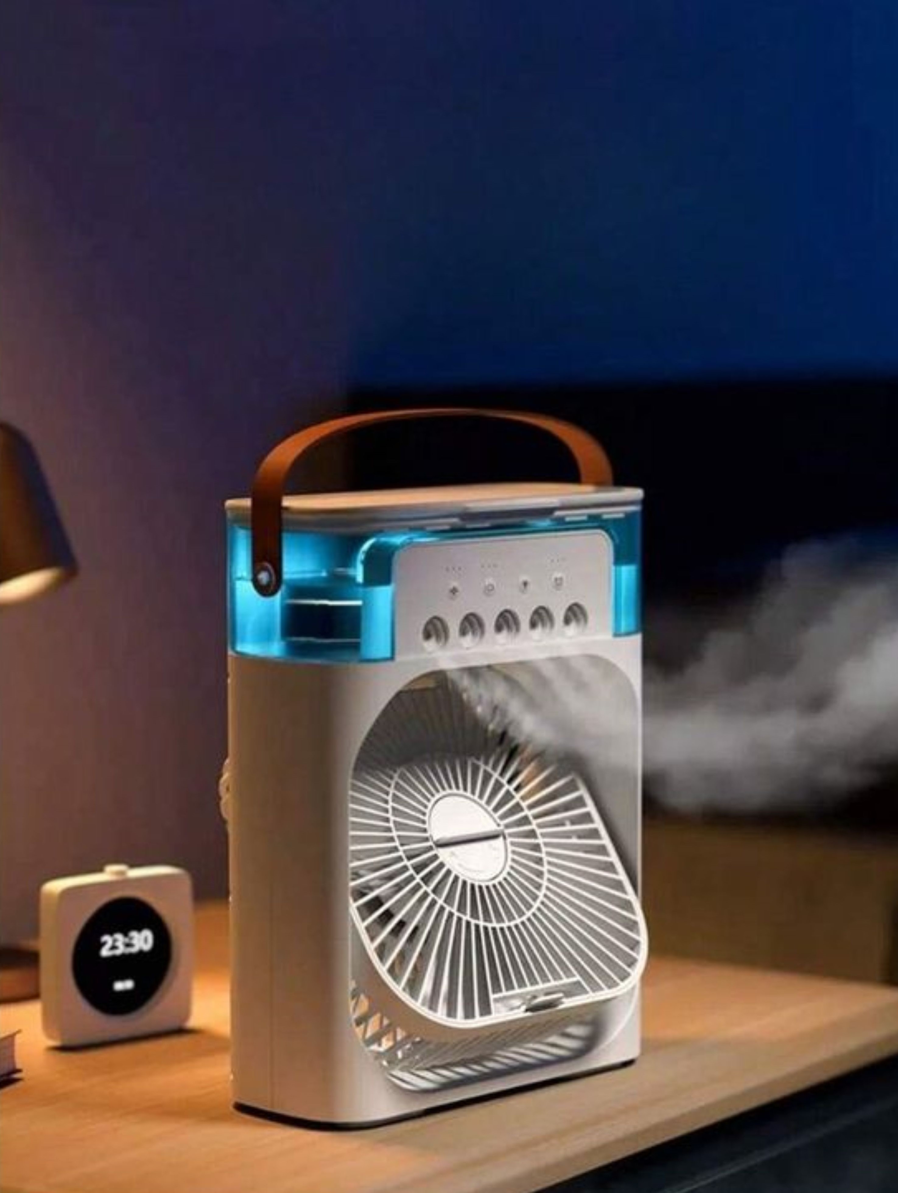 Air Cooler Fan 3 in 1 Mini Portable Fan Humidifier with 4 Colors LED ...