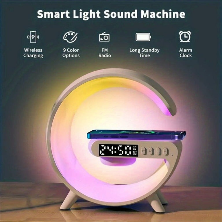 G63 Smart Light Sound Speaker Machine Fast Charging Alarm Clock 7-Color ...