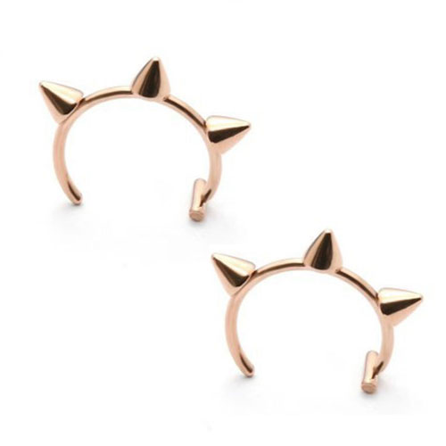 2 Pcs Stainless Steel Spike Non-piercing C Lip Ring Cone Lip cuff Clip ...