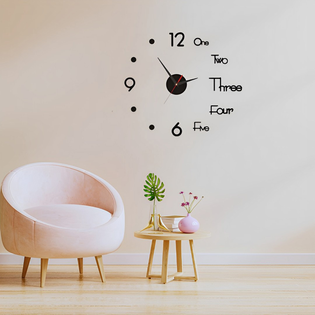 Luxury Decor 3D Wall Clock Sticker DIY Mirror Clock Brief Living Room ...