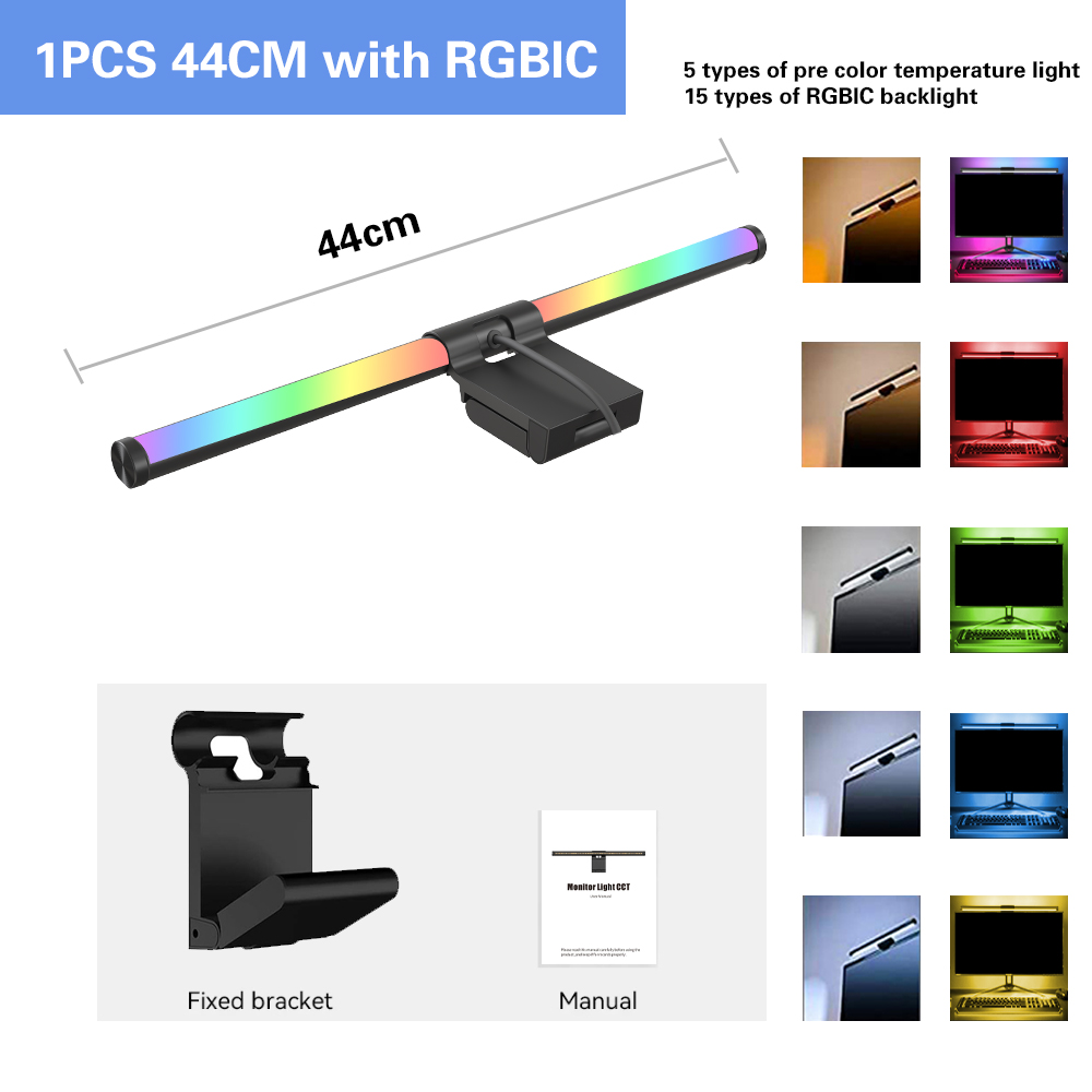 Wiscolor LED Computer Screen Hanging Light USB Stepless Dimming Screen ...