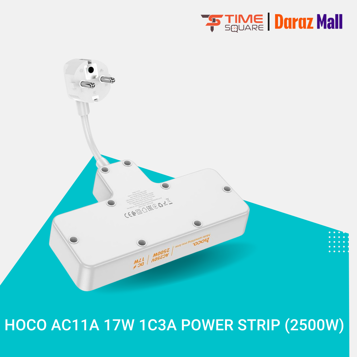 Hoco AC11A 17W 1C3A Power Strip (2500W) | Daraz.com.bd