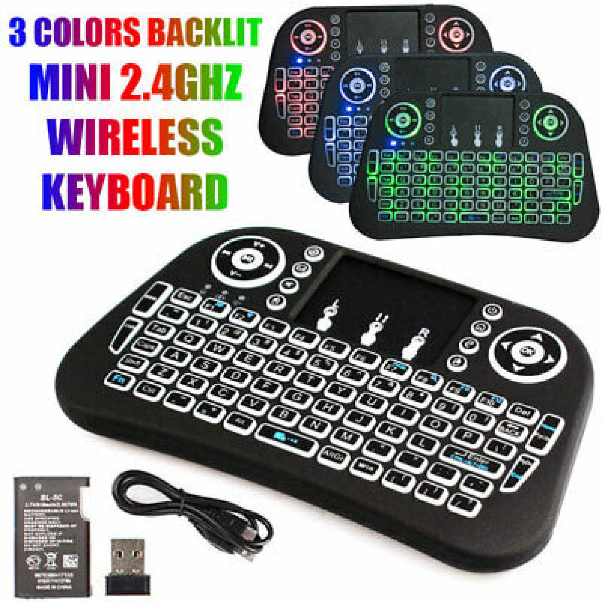 I8 2.4G Wireless Mini Keyboard Air Mouse Touchpad with Backlight 3 ...