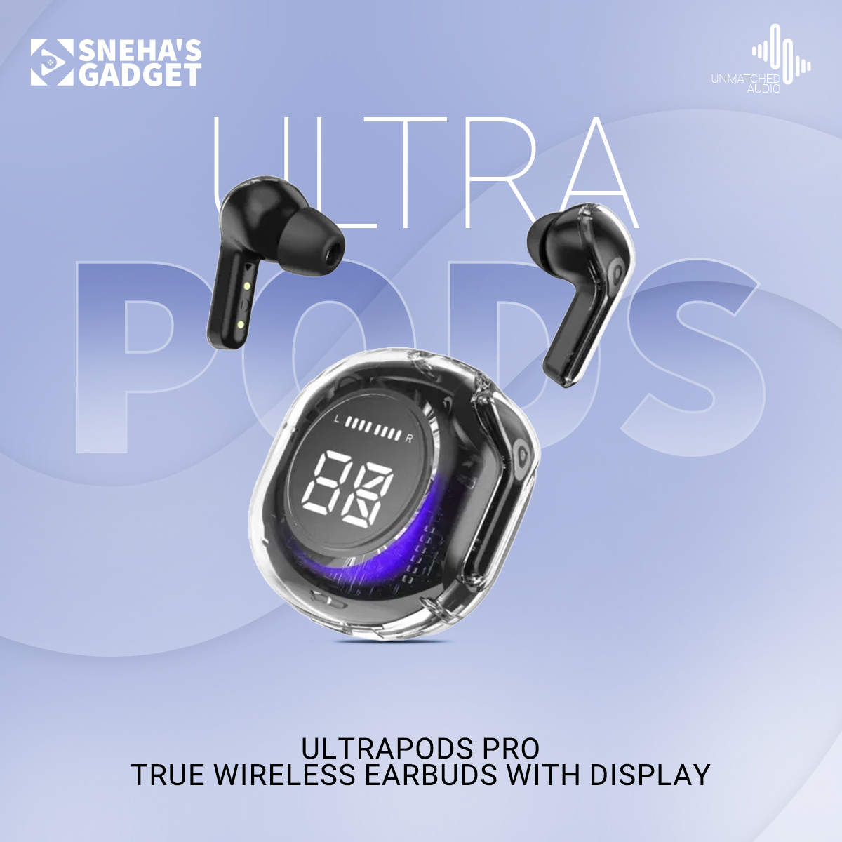 Ultrapods Pro True Wireless Earbuds with Display Transparent Design ...