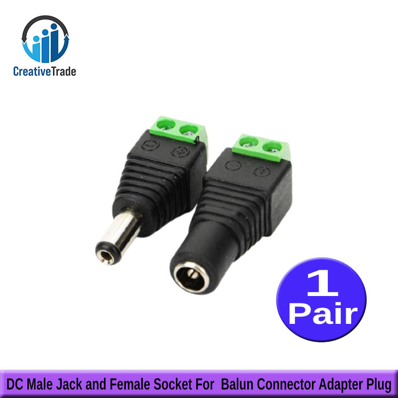 DC Male Jack and Female Socket For Balun Connector Adapter Plug (1 x ...