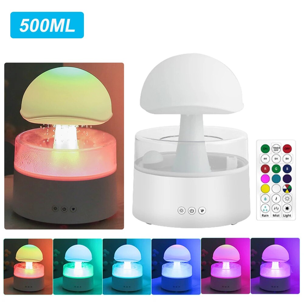 Mushroom Air Humidifier Home Bedroom Aromatherapy Lamp Calming Water ...