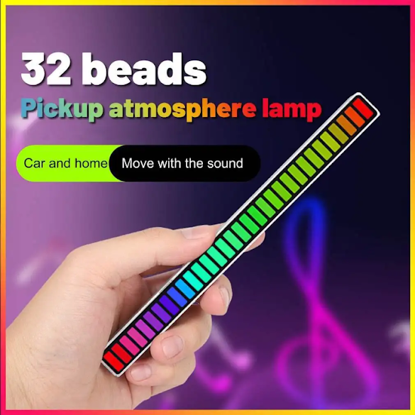 Voice-Controlled RGB LED Music Rhythm Light Bar – USB Rechargeable 32 ...