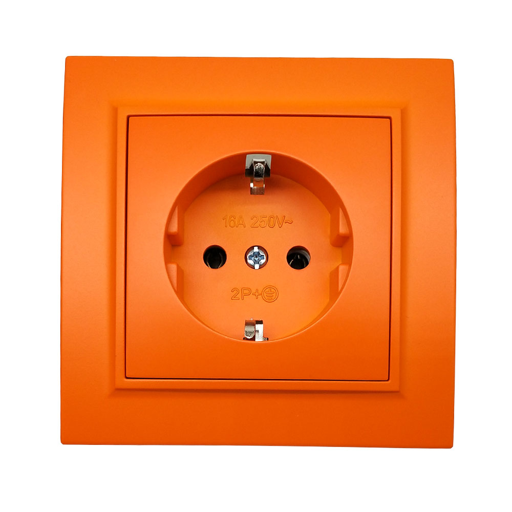 Wall Socket One Orange Socket With Earth Colorful European standard DIY ...