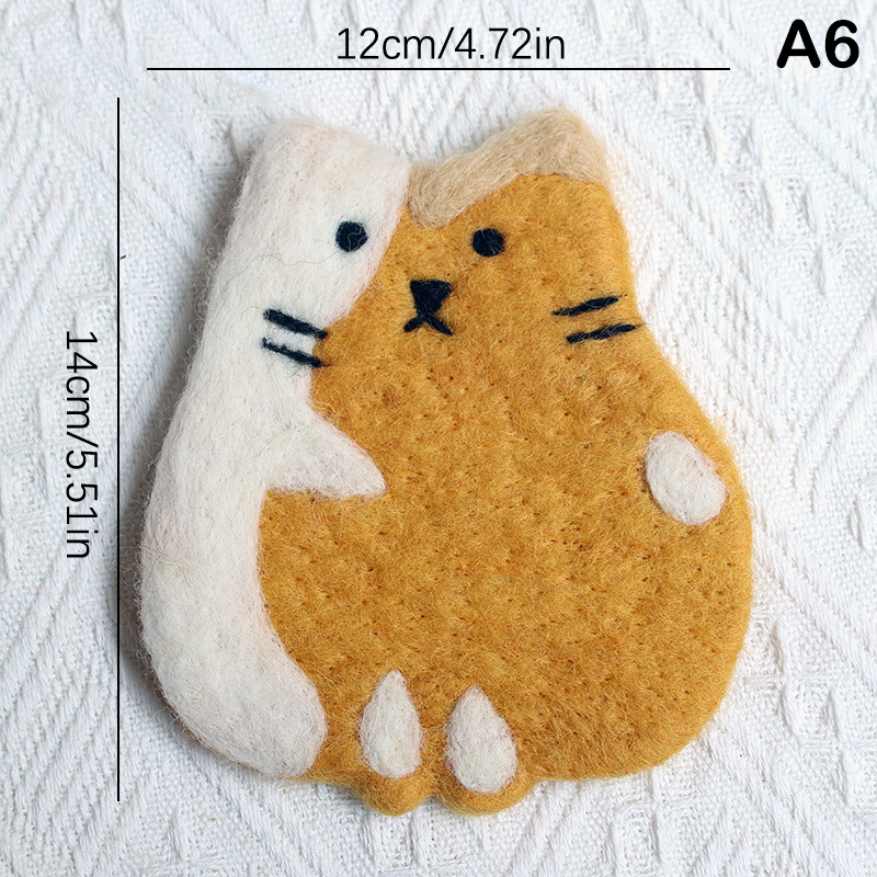 Cat Felt Coasters Handmade Wool Felt Coasters Water Absorbent Cup Pad ...