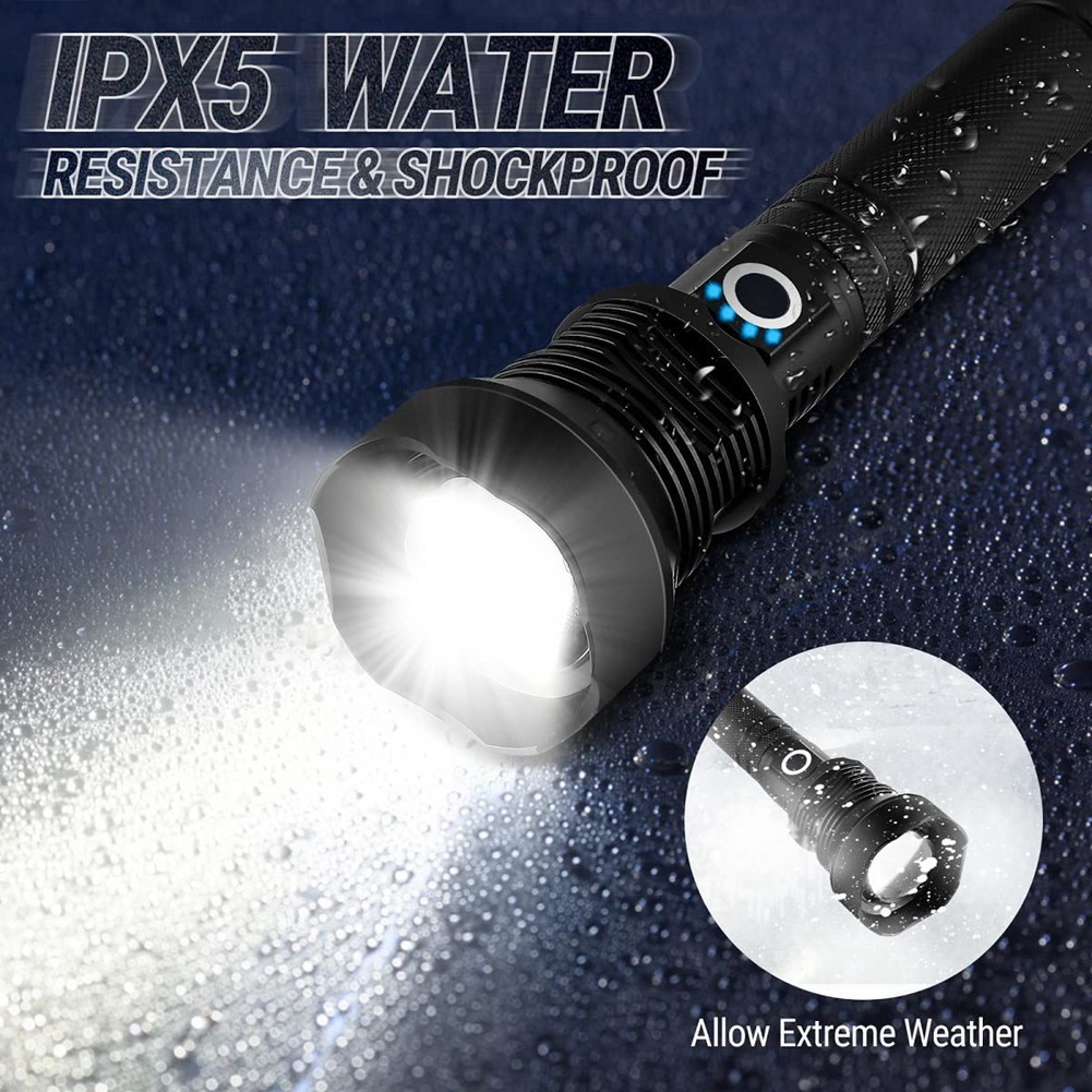 Super Bright Rechargeable LED Flashlights,5000 Lumens XHP70.2 LED ...