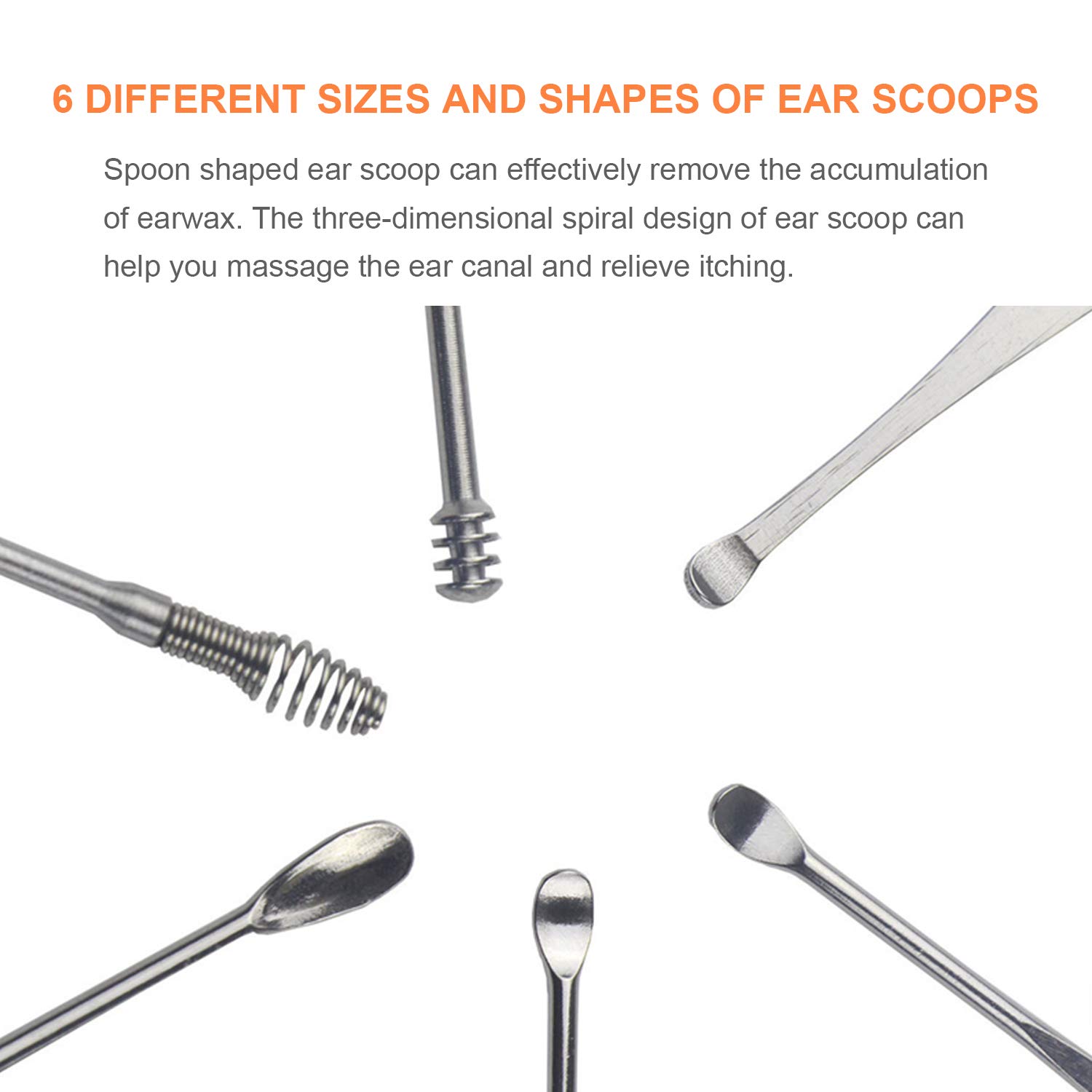 6pcs/set Stainless Steel Ear Picking Tool Set | Ear Wax Remover Cleaner ...