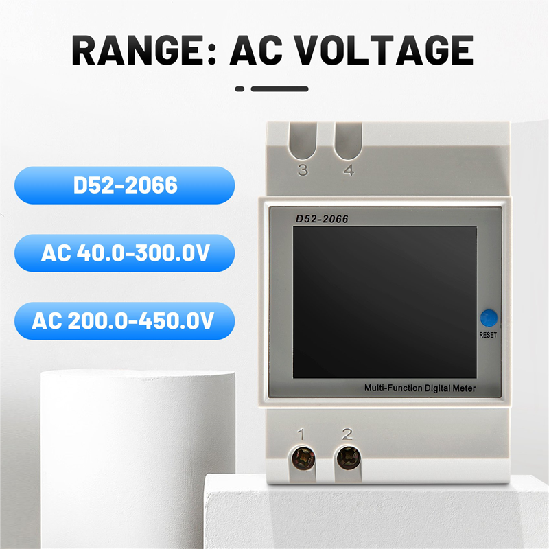 Din Rail AC Monitor 6IN1 40-300V 100A Voltage Current Power Factor ...