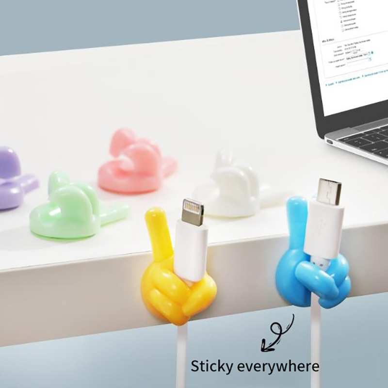 1/6/10PCS Finger Shape Cable Clips Holder Cute Charging Cord Management ...