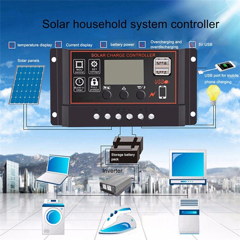 NAMUNY 30A Solar Charge Controller Solar Panel Controller 12V 24V LCD ...